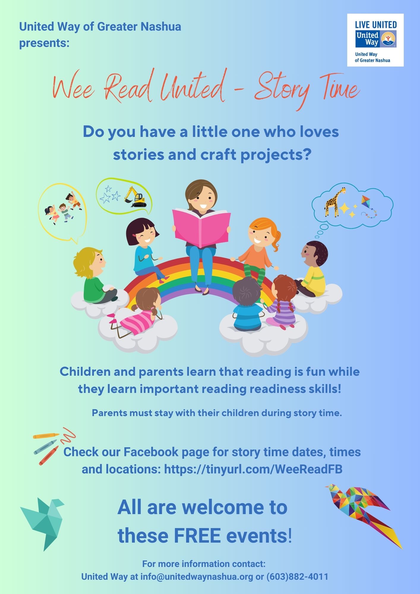 June 17-Aug. 23: United Way 'Wee Read United' preschool story time to ...