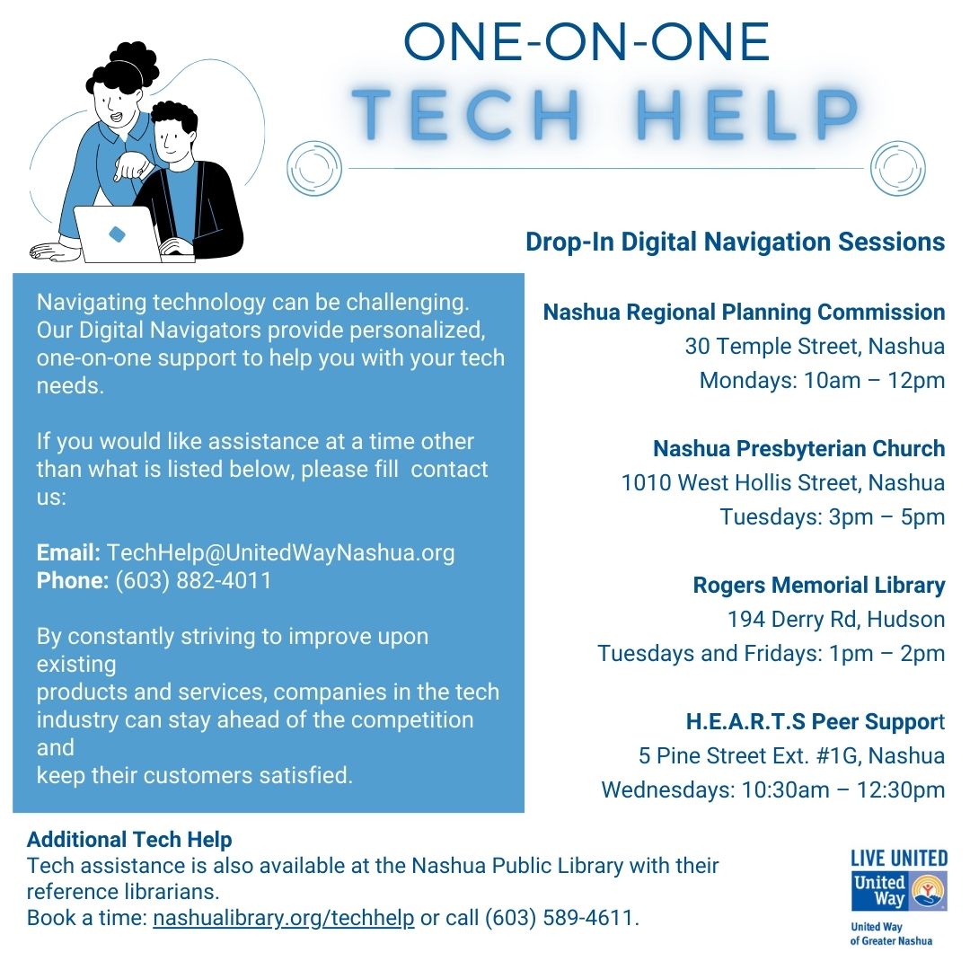United Way of Greater Nashua launches free one-on-one tech help program ...
